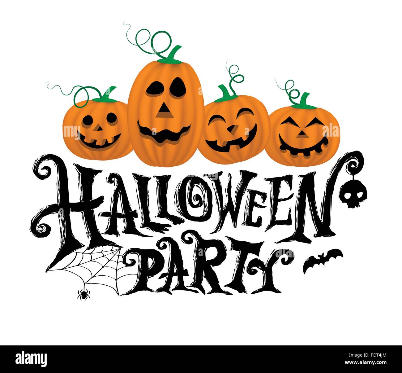 Pumpkins with halloween party text for halloween party poster and ...