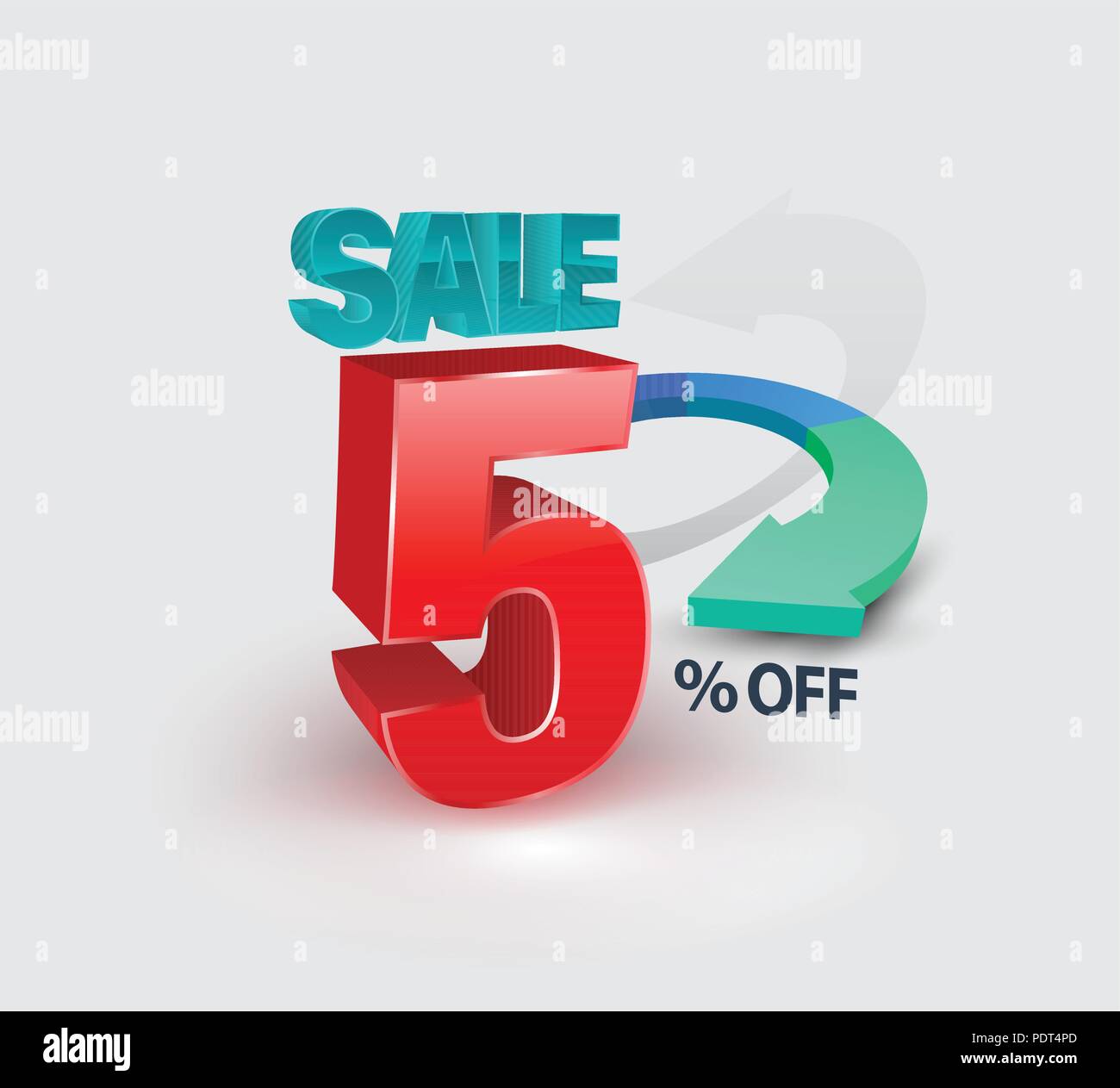 Sale banner 5 percent 3D style. Vector illustration for promotion ...