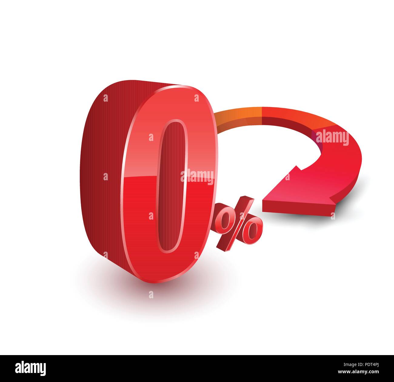 Zero percent with circle arrow 3D style. Vector illustration for ...