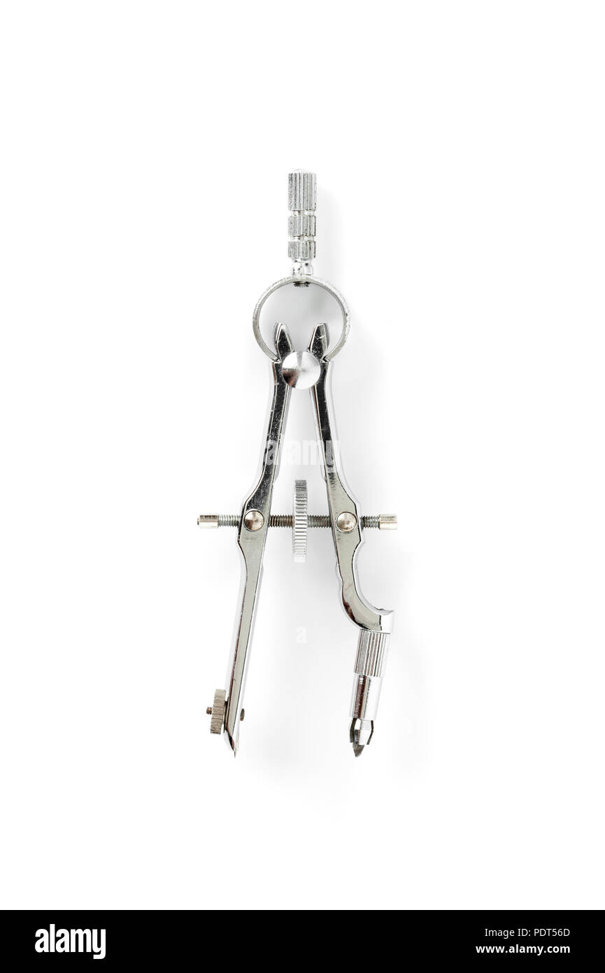 closeup compass (drawing tool) isolated over white background Stock ...