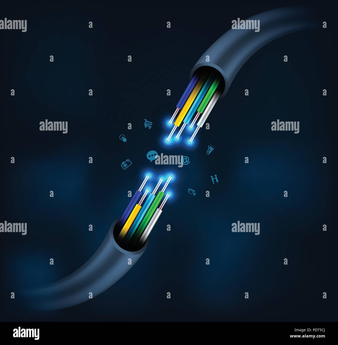 Fiber optic connection / business communication / network technology ...