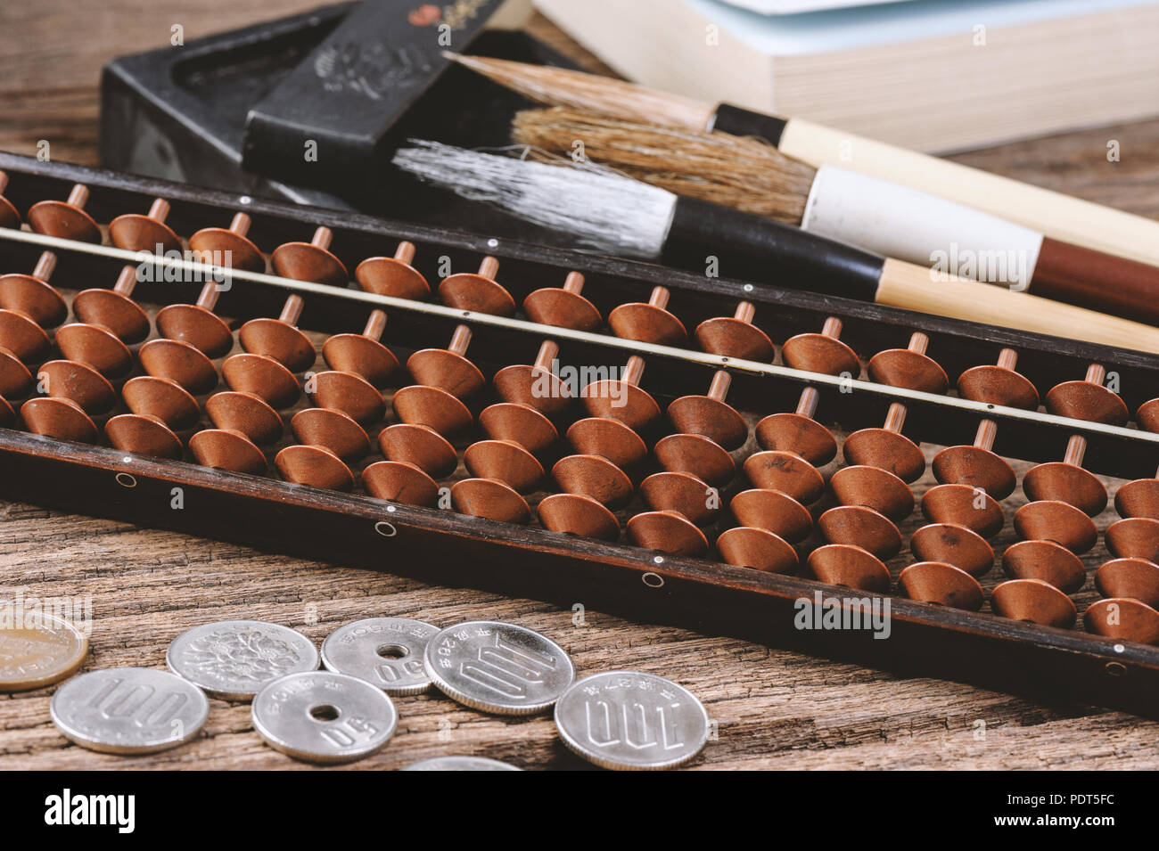 japanese style of bamboo abacus on the desk Stock Photo - Alamy