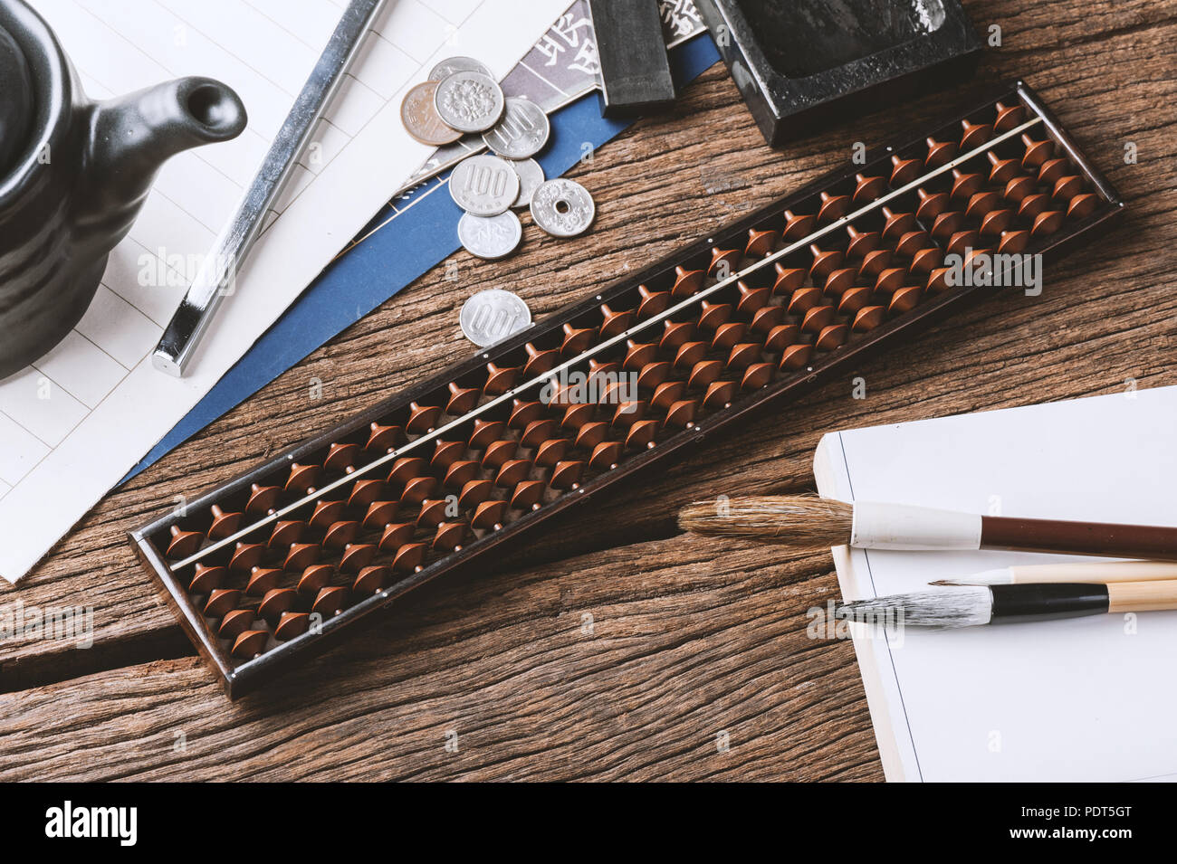 japanese style of bamboo abacus on the desk Stock Photo - Alamy