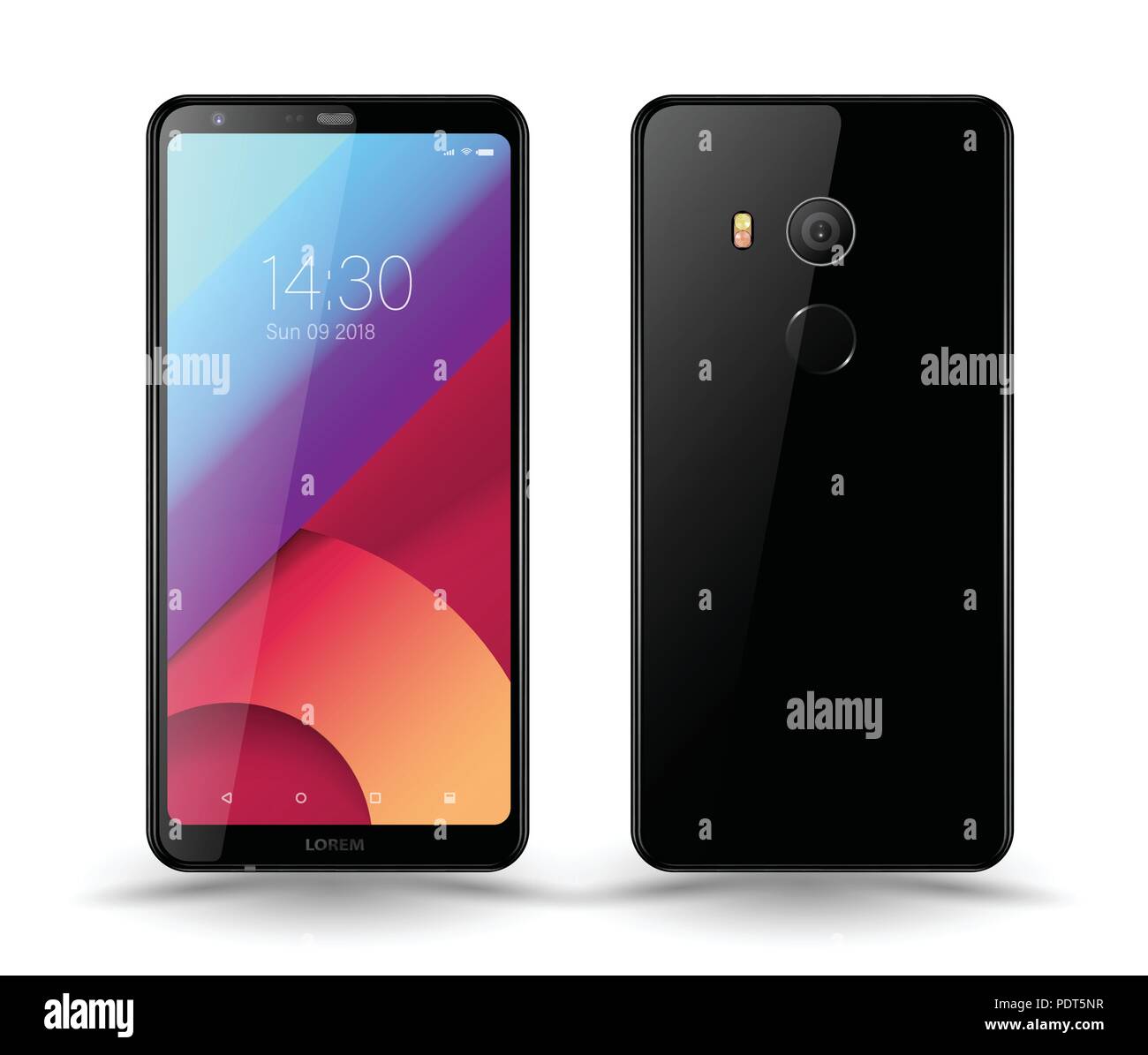 New mobile phone smartphone front back mockups isolated on white ...