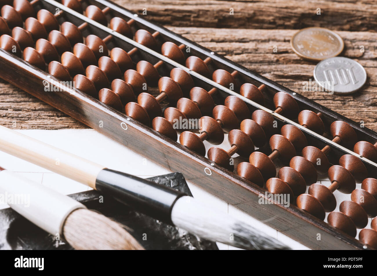 japanese style of bamboo abacus on the desk Stock Photo - Alamy