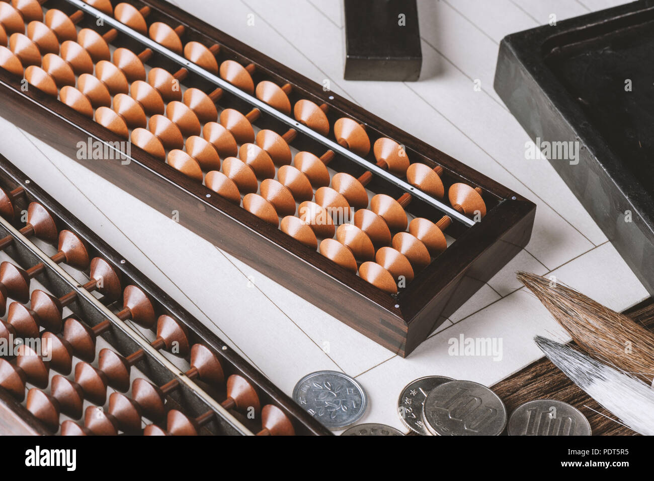 japanese style of bamboo abacus on the desk Stock Photo - Alamy