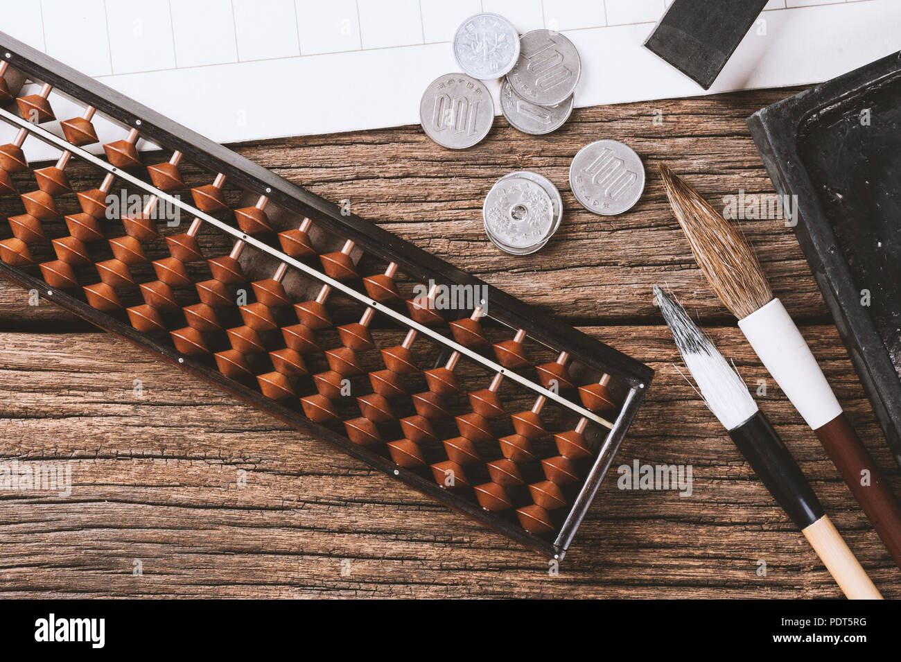 japanese style of bamboo abacus on the desk Stock Photo - Alamy