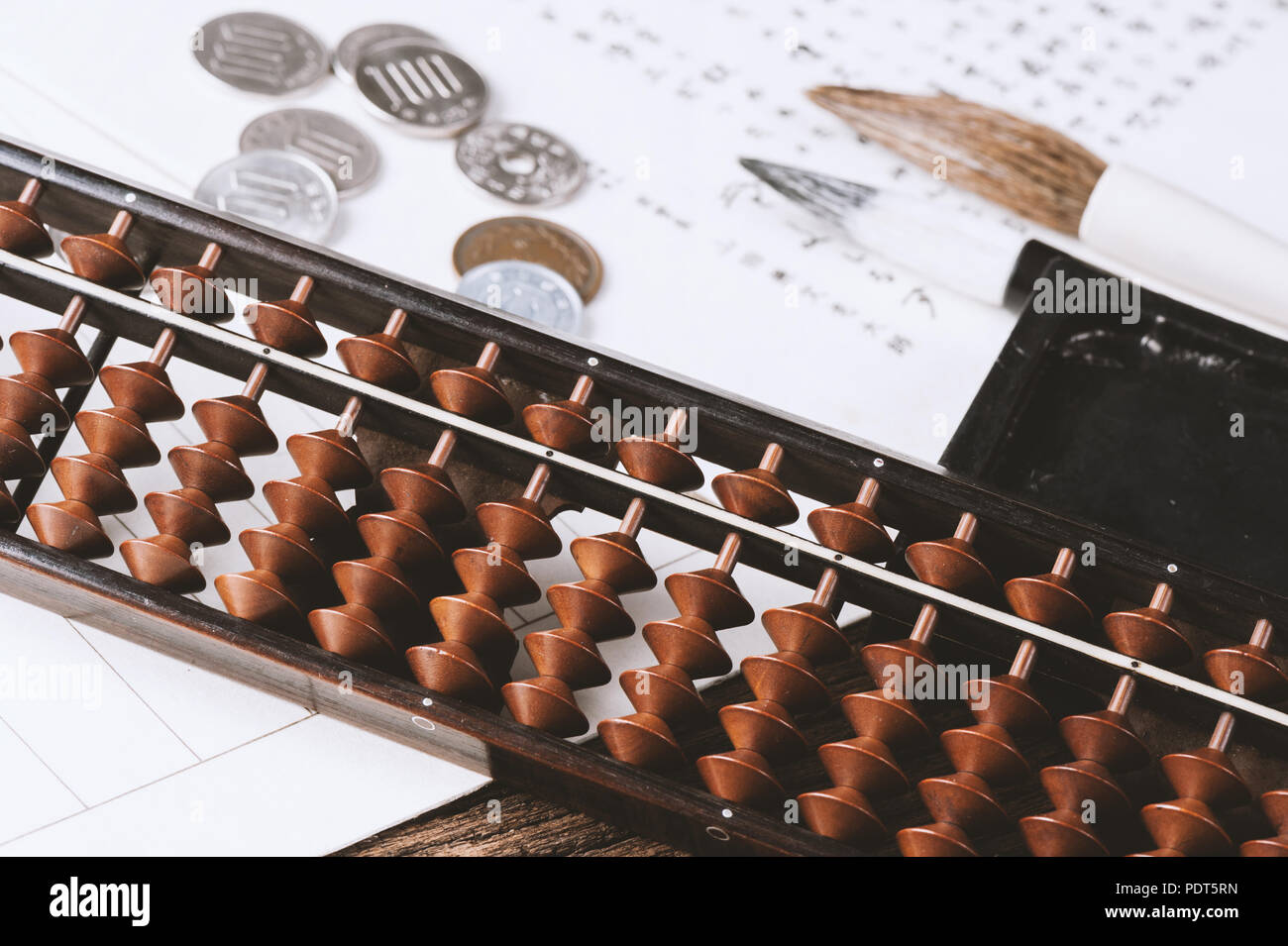 japanese style of bamboo abacus on the desk Stock Photo - Alamy