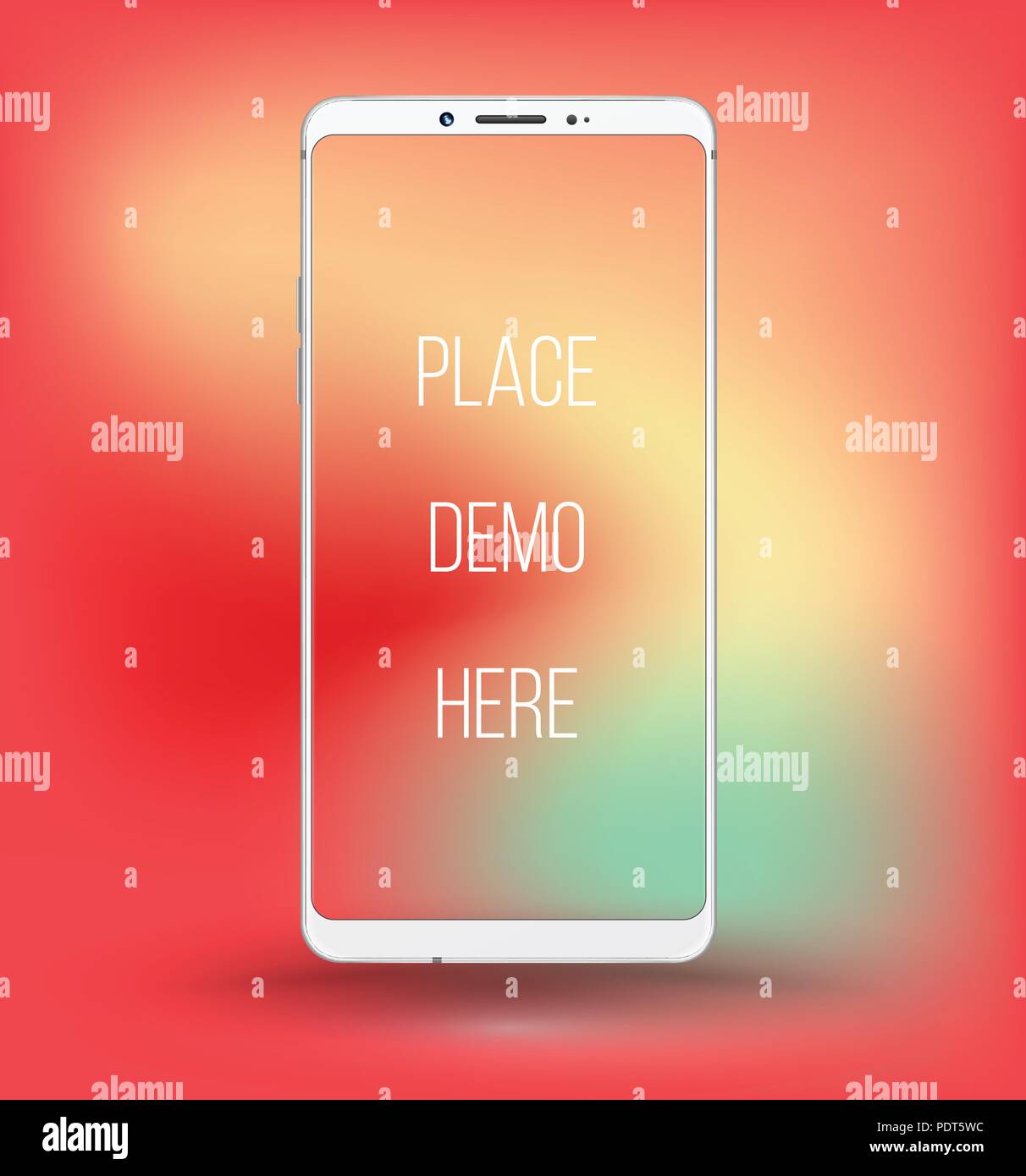 Smartphone railistic mockup transparent screen easy place demo on ...