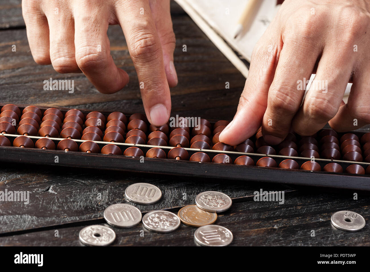 japanese style of bamboo abacus on the desk Stock Photo - Alamy