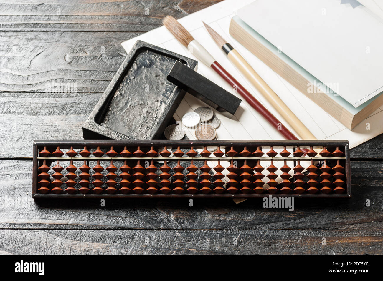 japanese style of bamboo abacus on the desk Stock Photo - Alamy