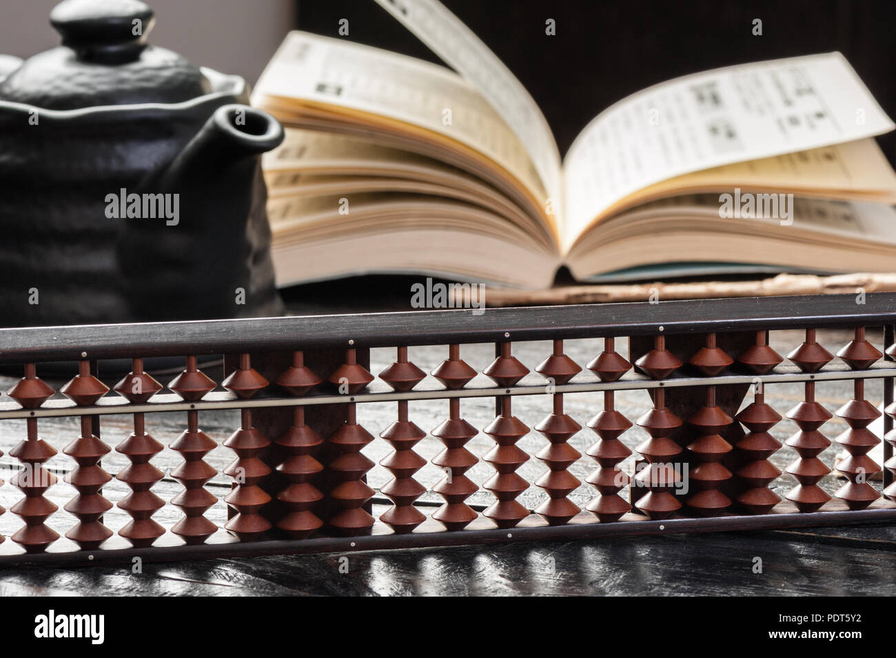 japanese style of bamboo abacus on the desk Stock Photo - Alamy