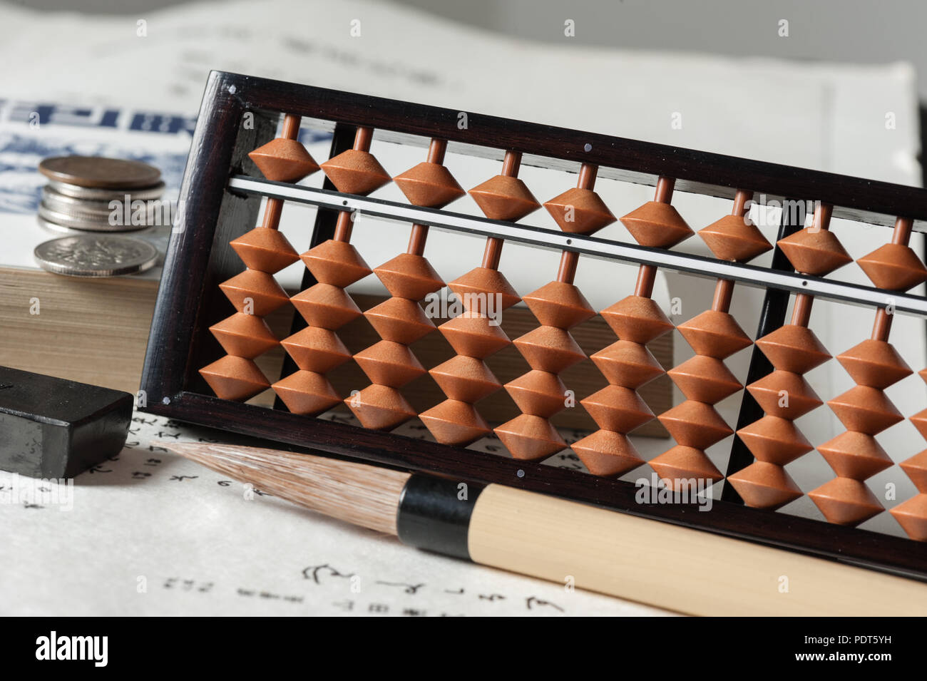 japanese style of bamboo abacus on the desk Stock Photo - Alamy