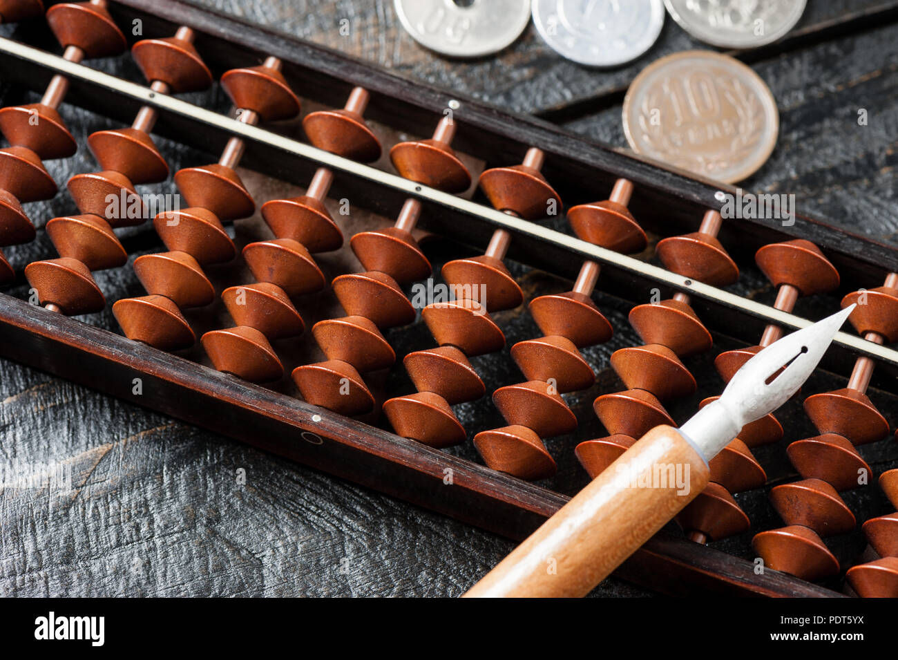 japanese style of bamboo abacus on the desk Stock Photo - Alamy