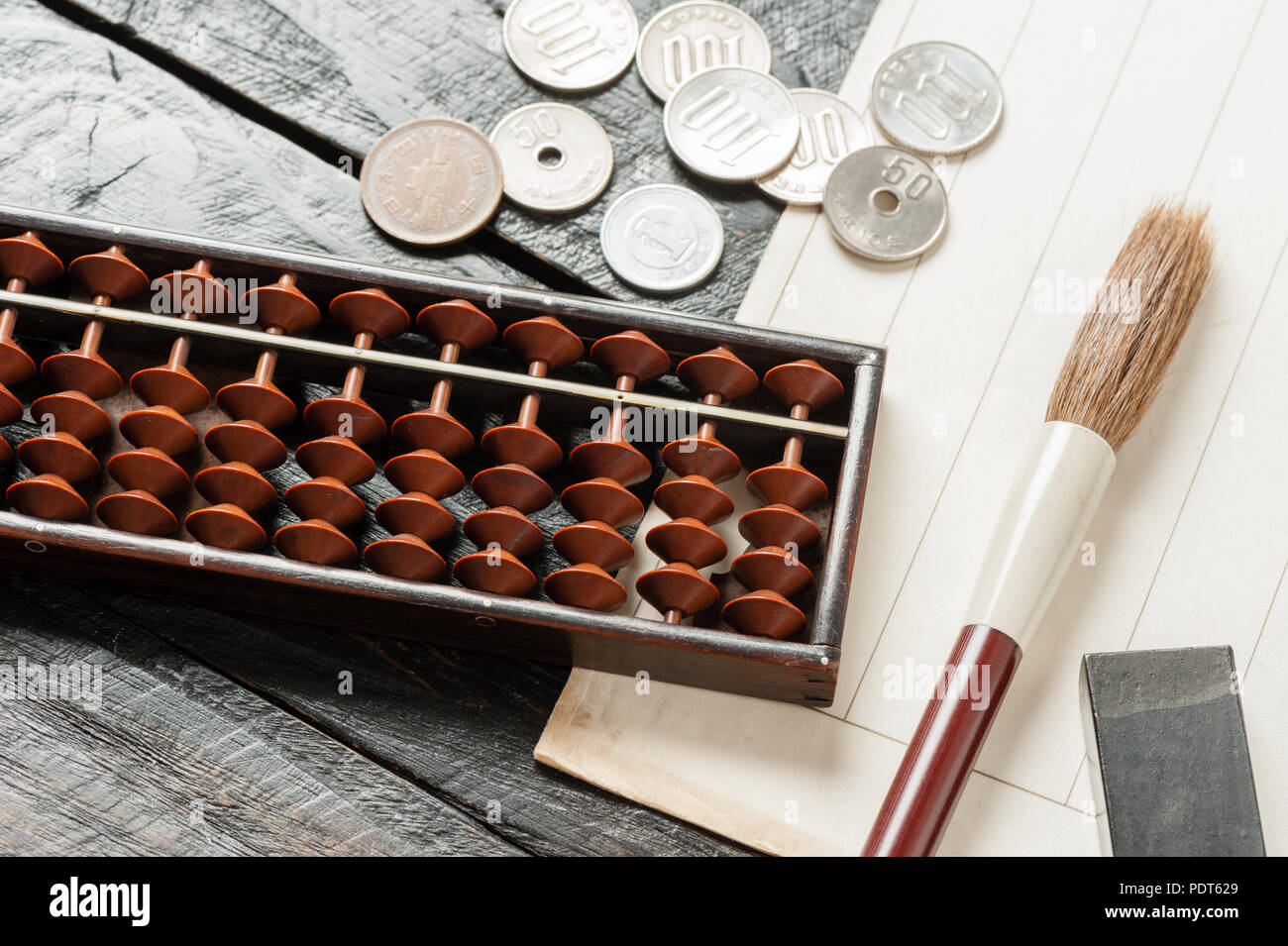 japanese style of bamboo abacus on the desk Stock Photo - Alamy