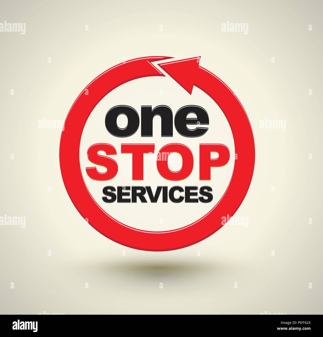 One stop services with red arrow circle. Vector illustration Stock ...