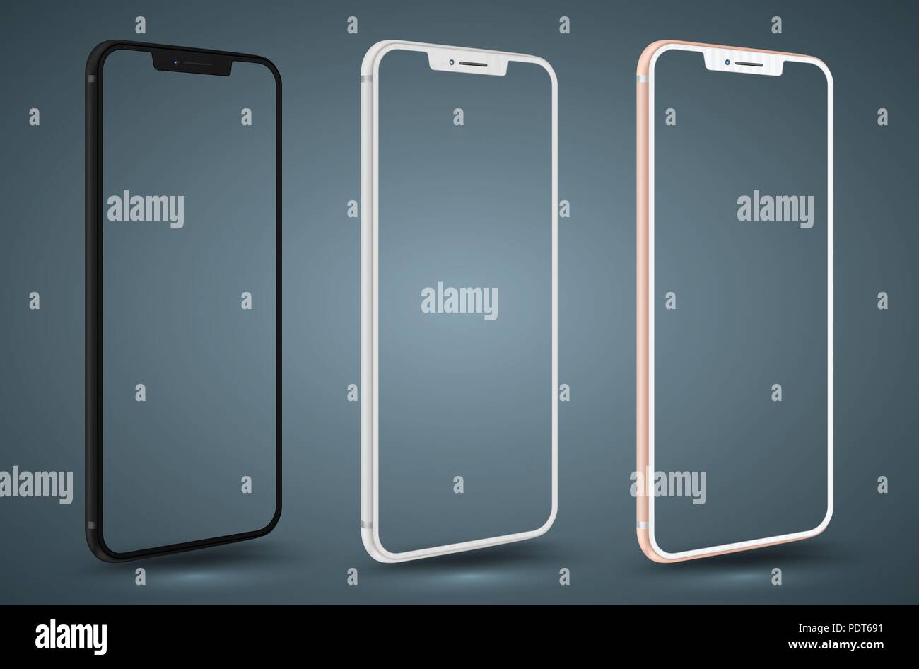 Smartphone railistic mockup set transparent screen easy place demo on ...