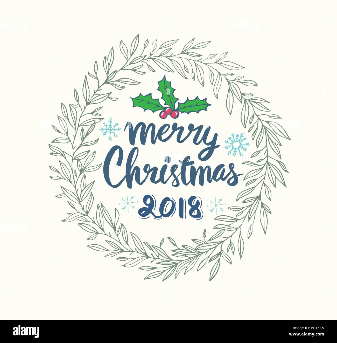 vector illustration.Merry Christmas 2018 lettering for Christmas card ...