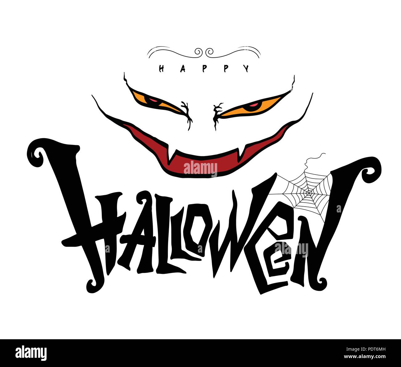 Halloween Lettering Design With Monster Face Drawn Style For Halloween halloween-lettering-design-with-monster-face-drawn-style-for-halloween