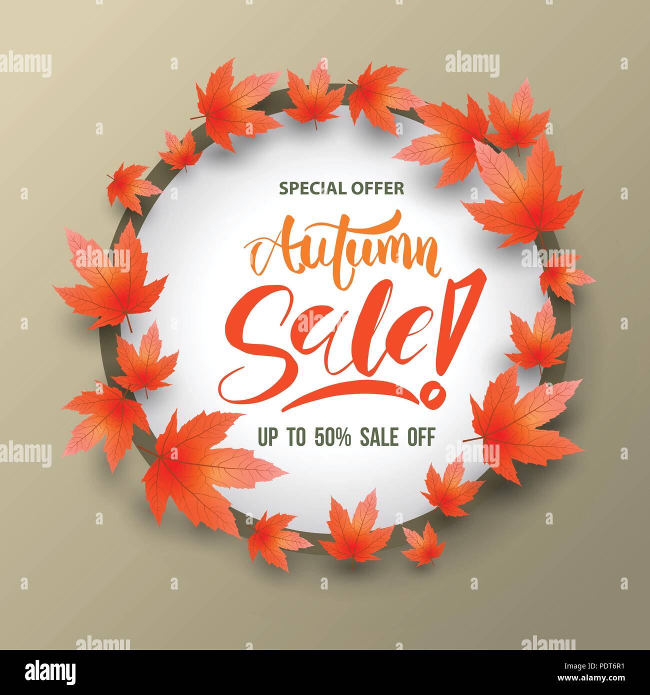 Sale circle banner with maples for autumn season promotion advertising ...