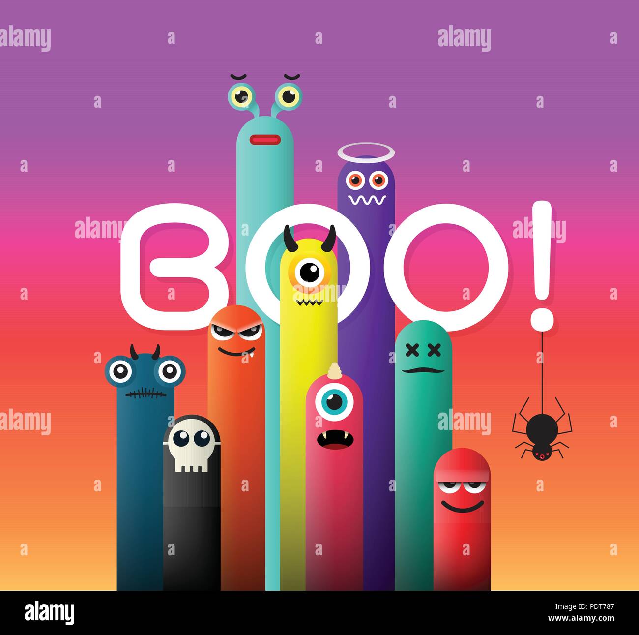 Monster cute and BOO for background halloween poster. Vector ...