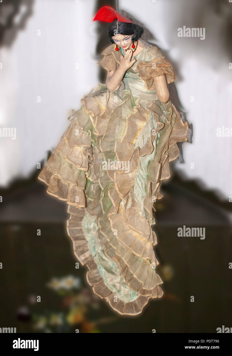 Antique Spanish Cloth Doll in Spanish Green Traditional Flamenco ...