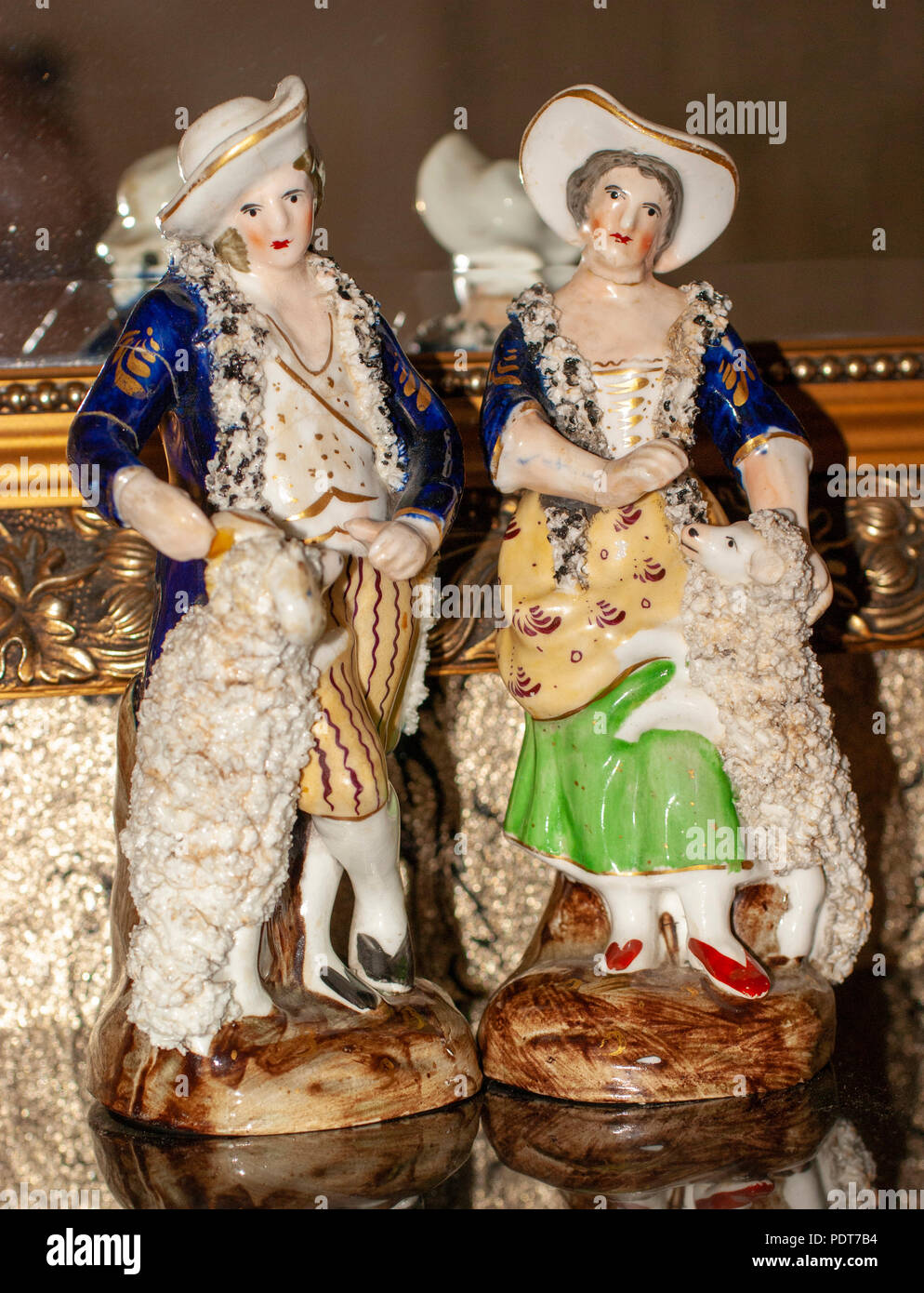 Antique Pair of Antique Staffordshire Dudson Pottery Figure Ornaments ...