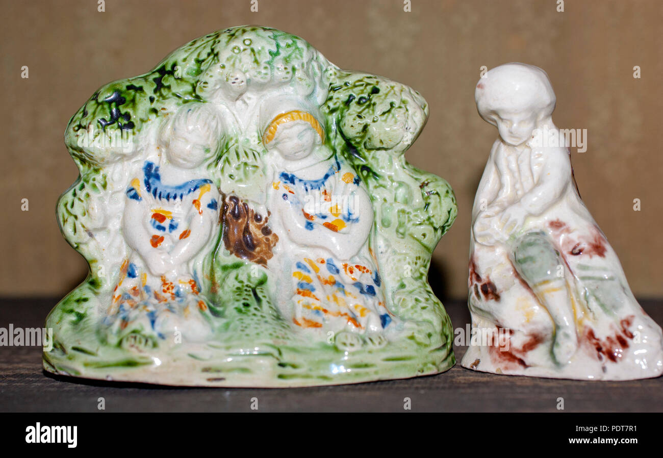 Antique 18C British Staffordshire Pottery Whieldon Figures Stock Photo ...