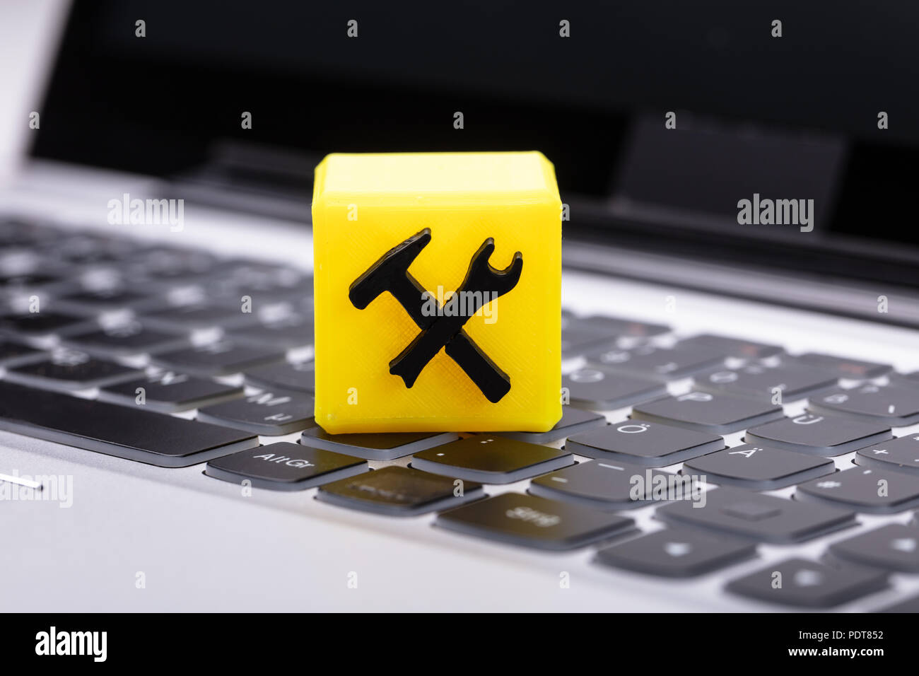 Closeup modern laptop showing bright hi-res stock photography and ...