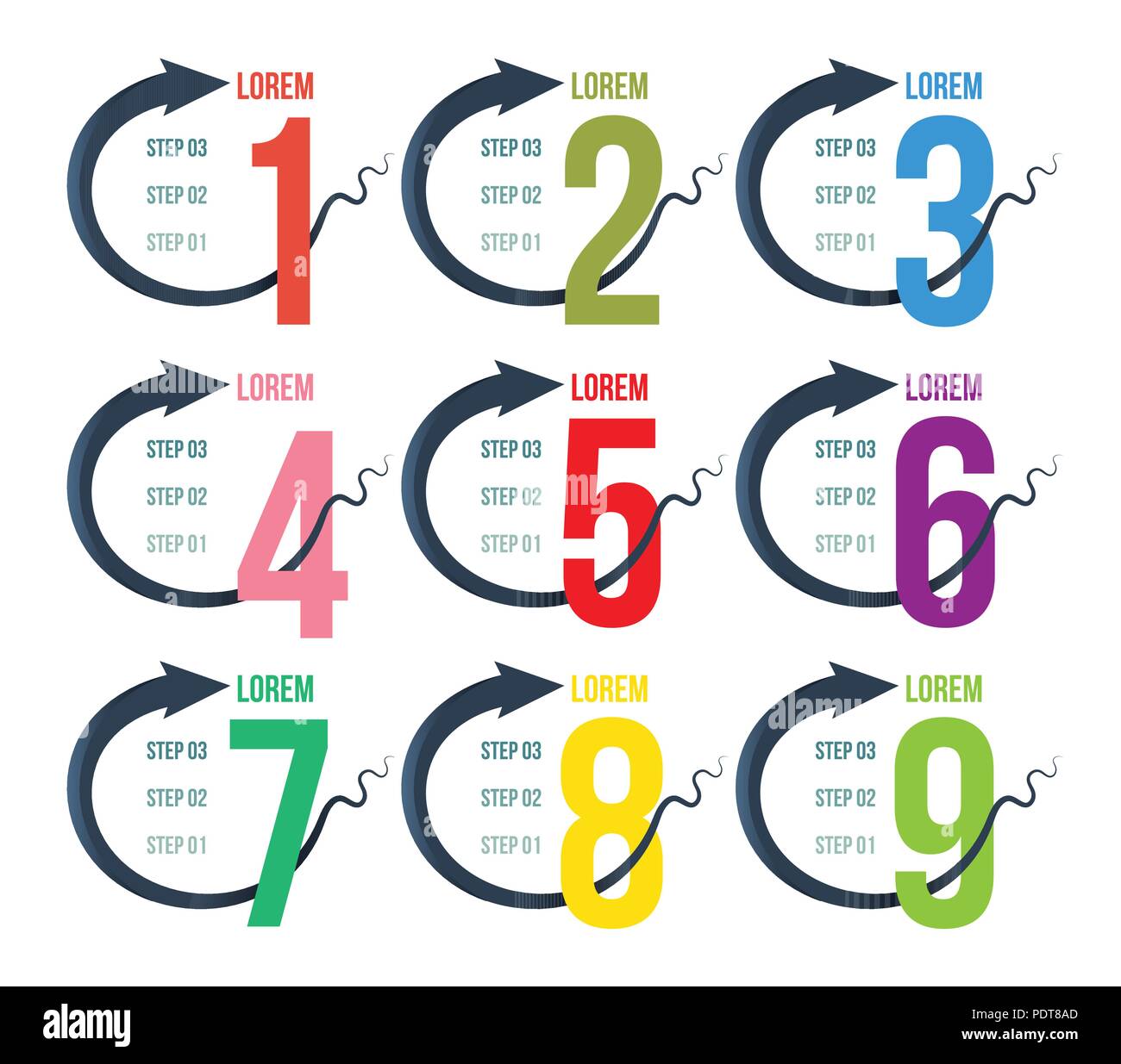 Arrow with number set for business options concept. Vector illustration ...