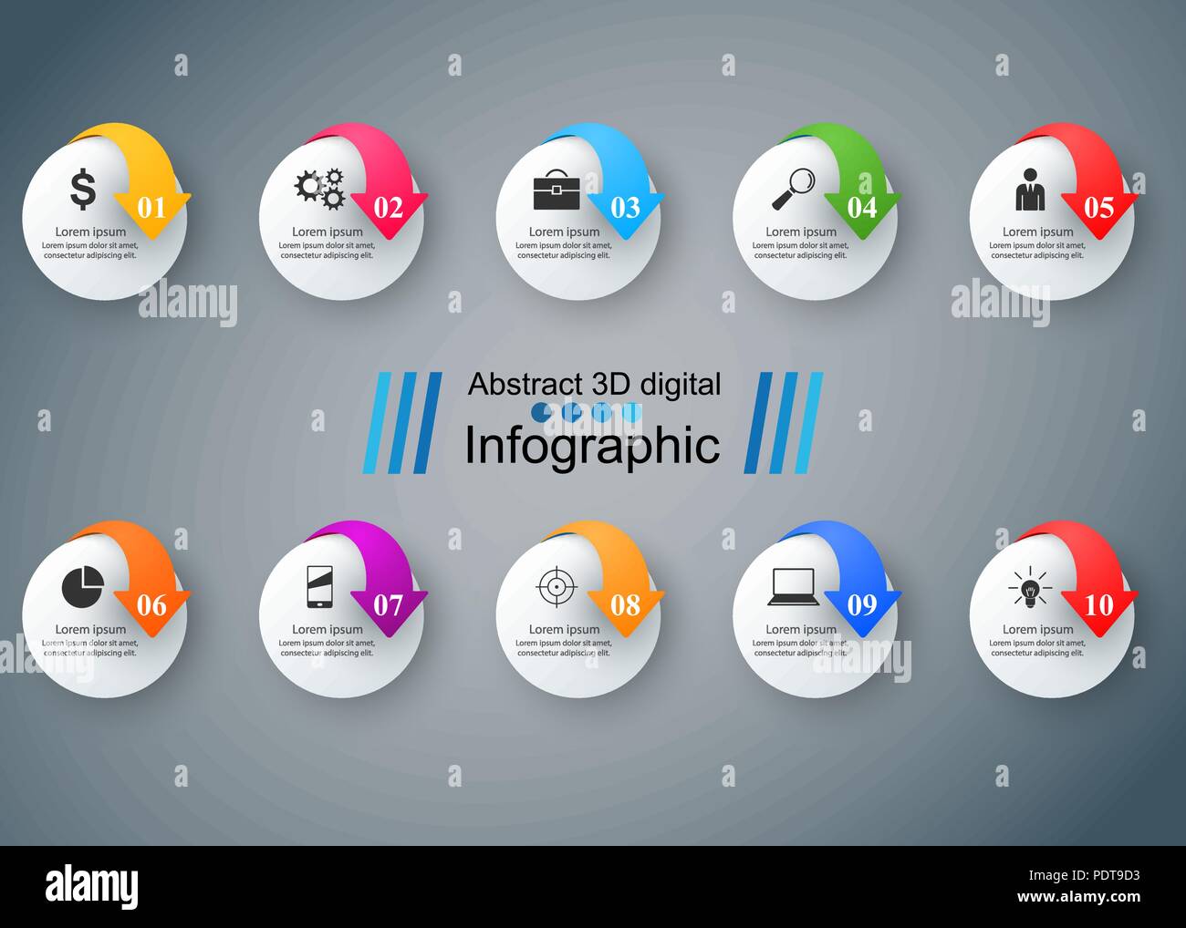 Infographic design. List of 10 items. Marketing icon Stock Vector Image ...