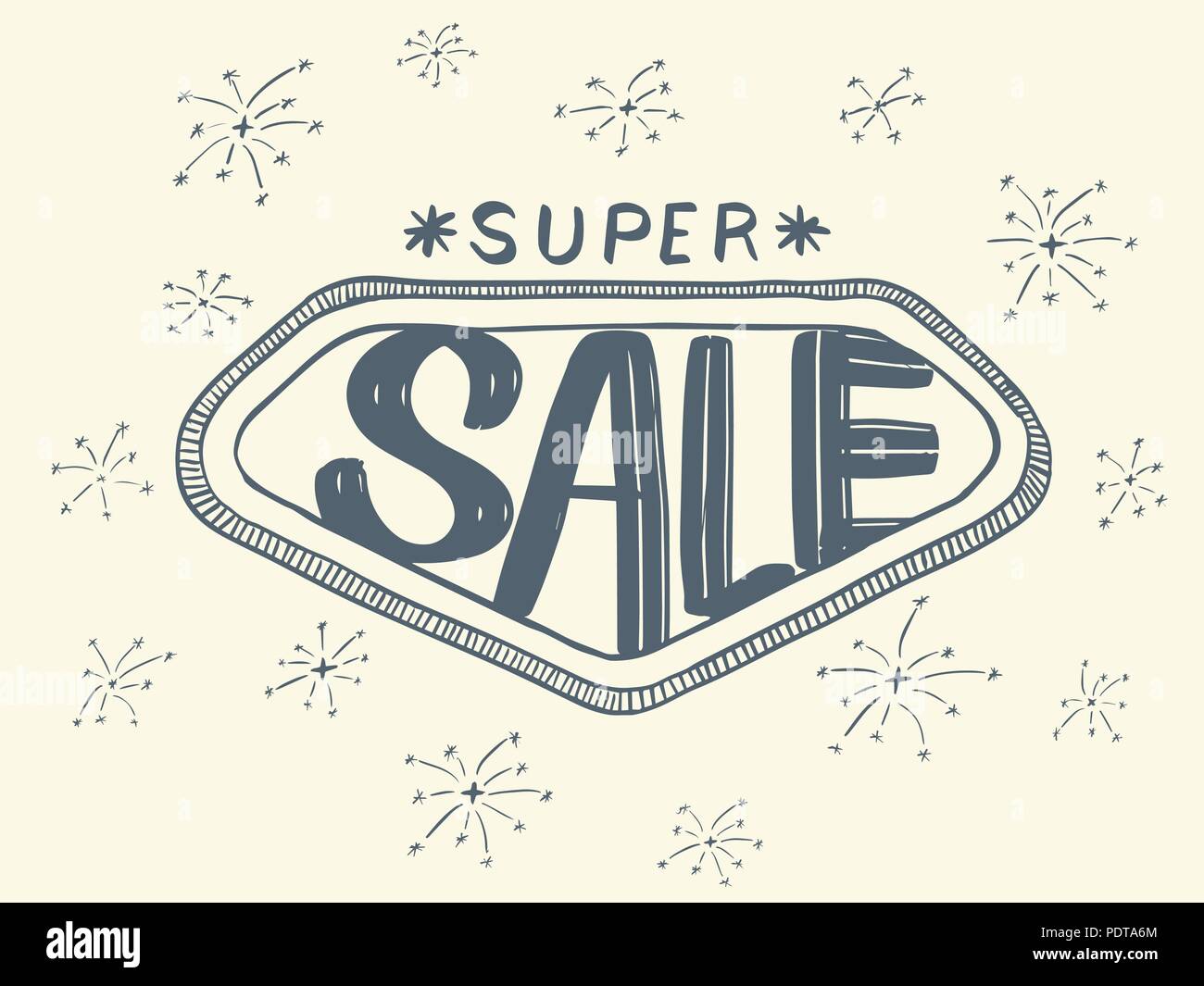 Super SALE with sparkles drawing style for advertising promotion ...