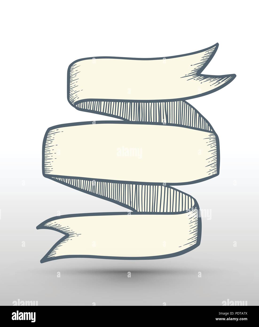 Vintage ribbon banners engraving style. Hand drawn design element ...