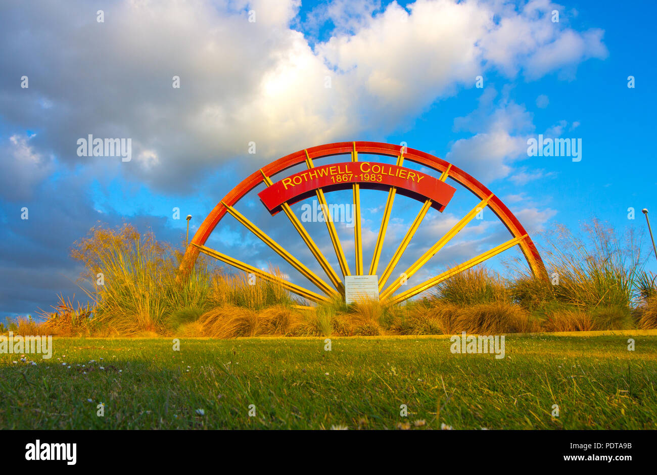 Rothwell Colliery Pit Wheel memorial sits on a roundabout near Stourton ...