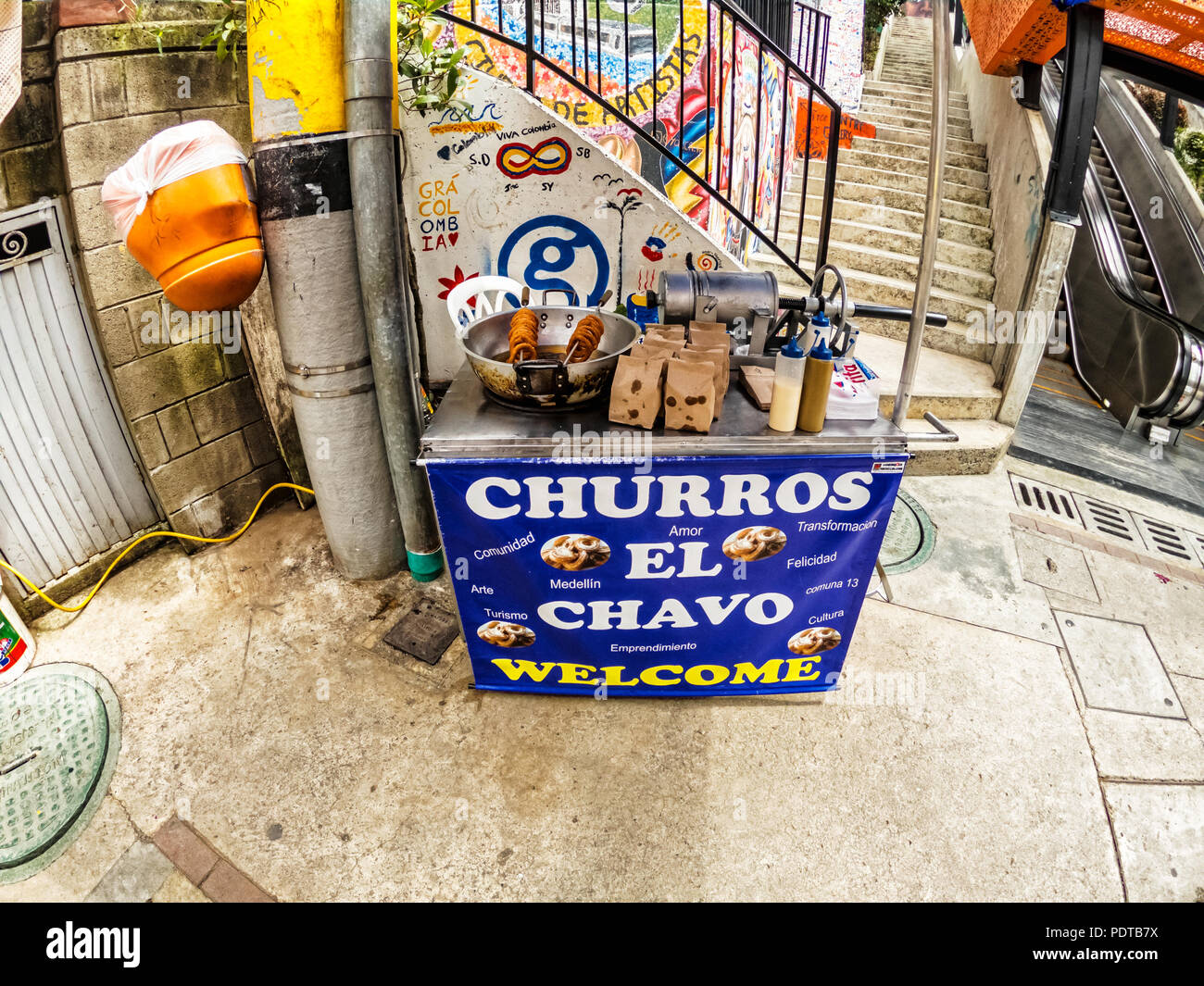 Medellin, Colombia - Food stand in Comuna 13 the district in Medellin ...