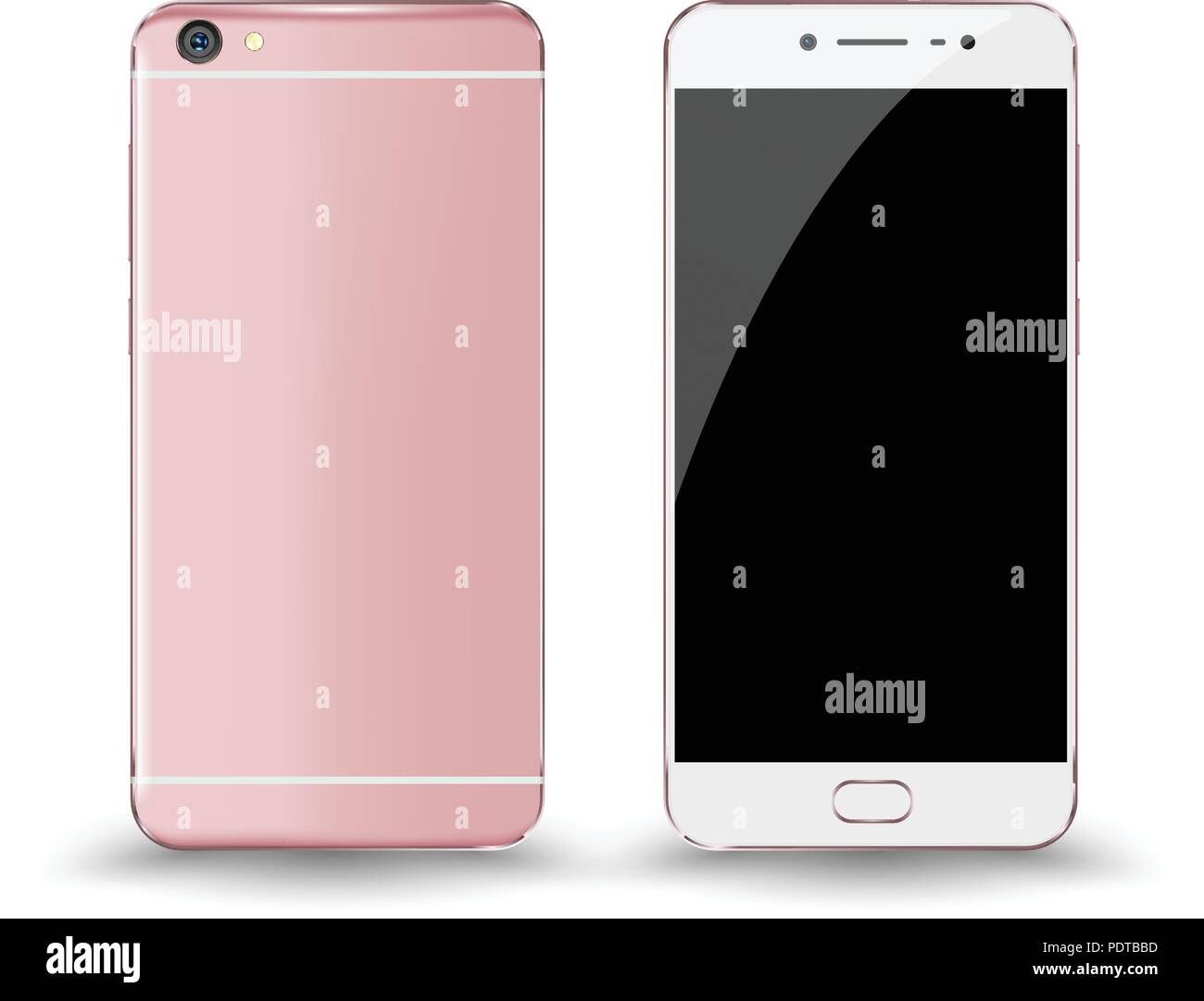 Front and back smartphone mockup. Easy place image into screen ...