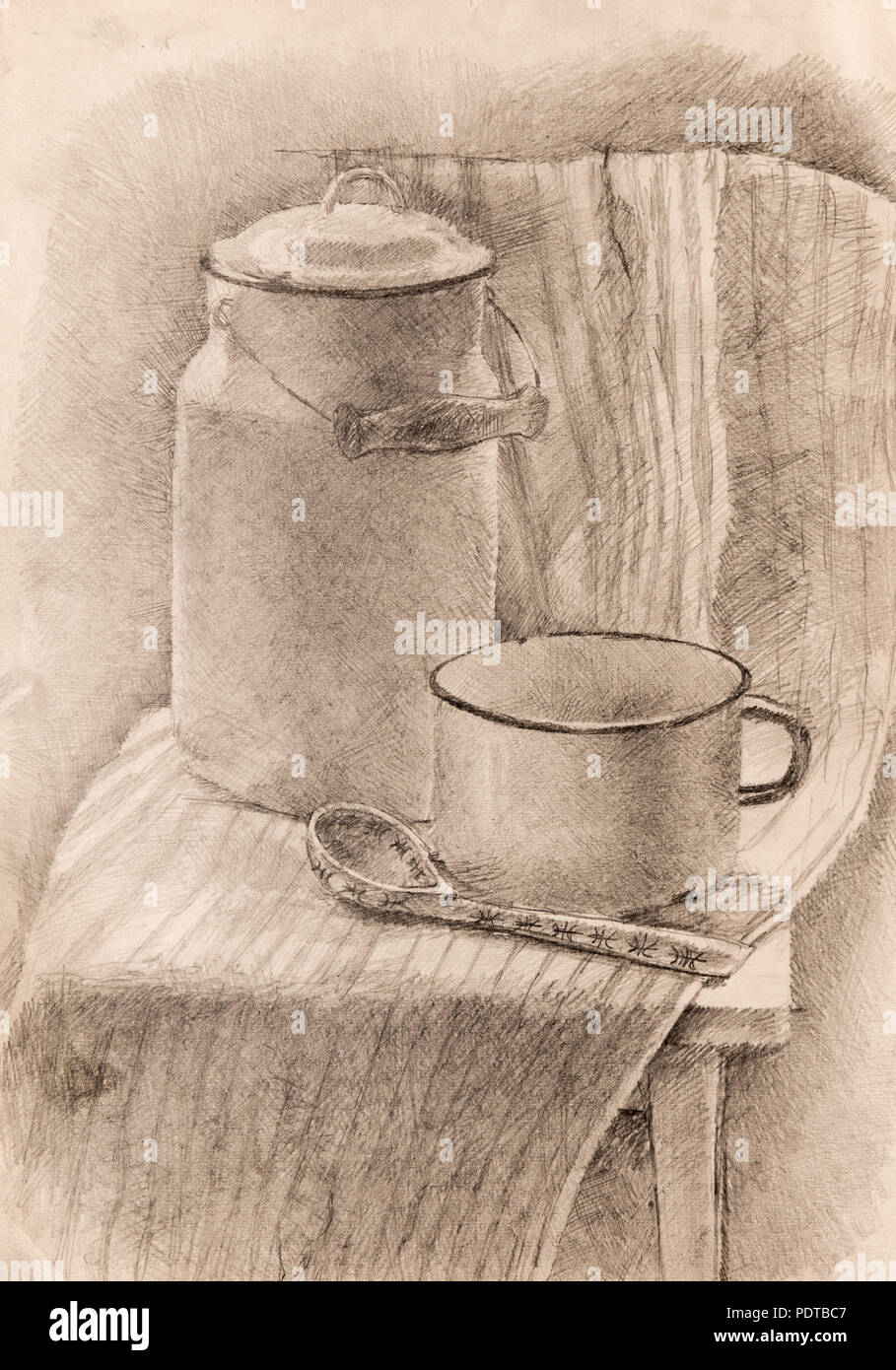 still life, pencil drawing, sketch Stock Photo - Alamy