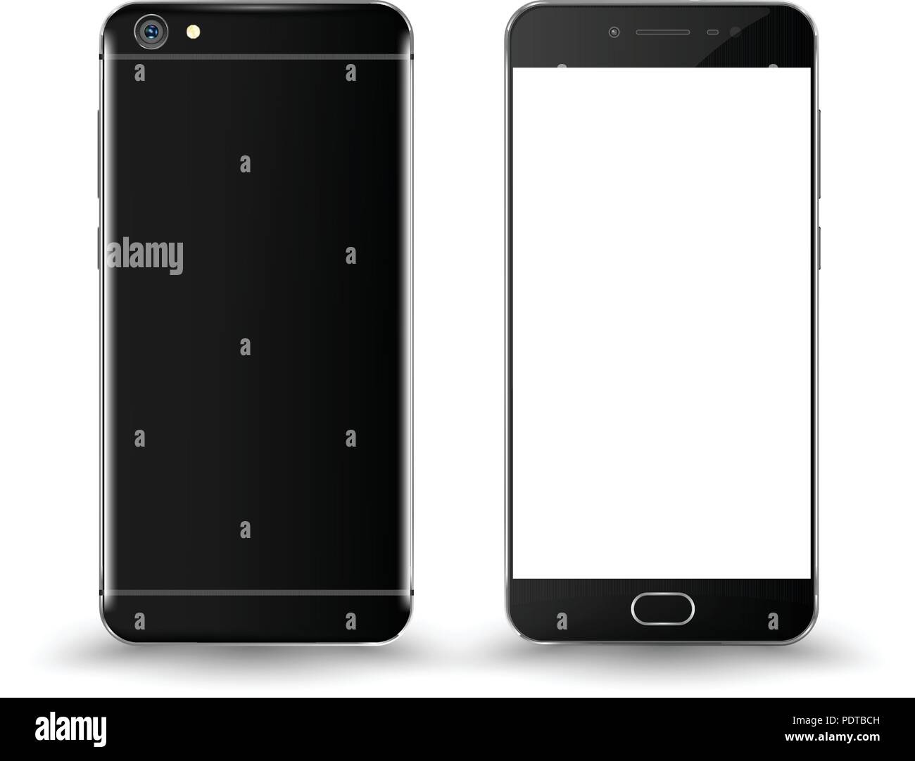 Front and back smartphone mockup. Easy place image into screen ...
