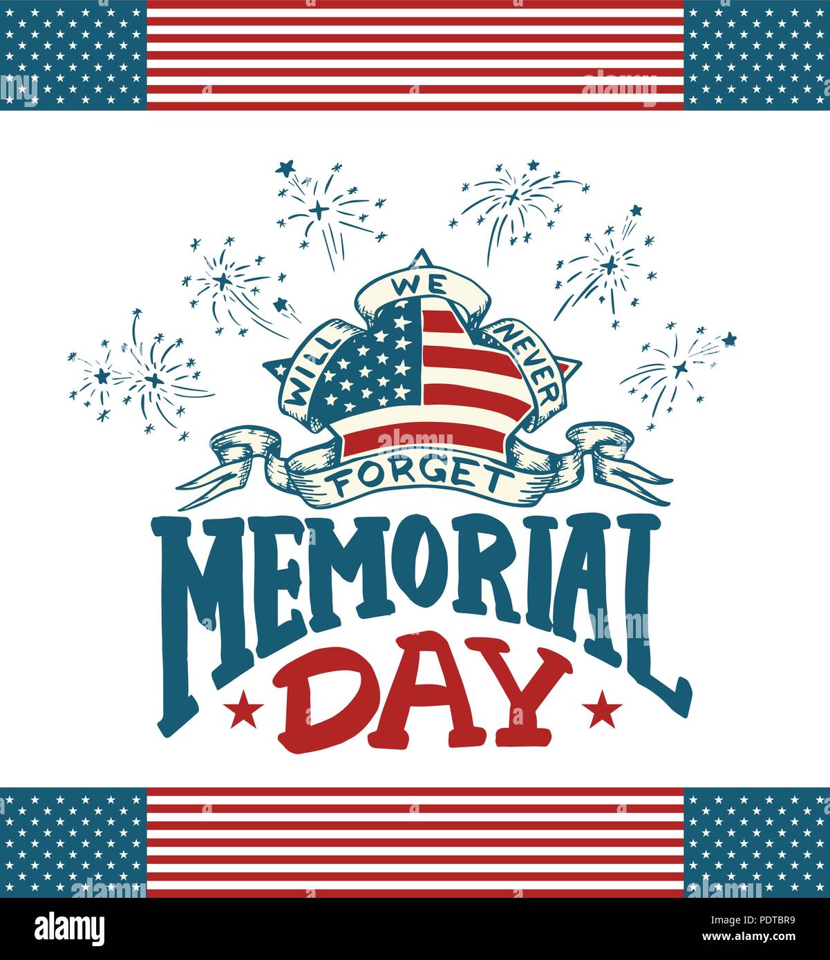 Happy Memorial Day lettering. Vector illustration Stock Vector Image ...