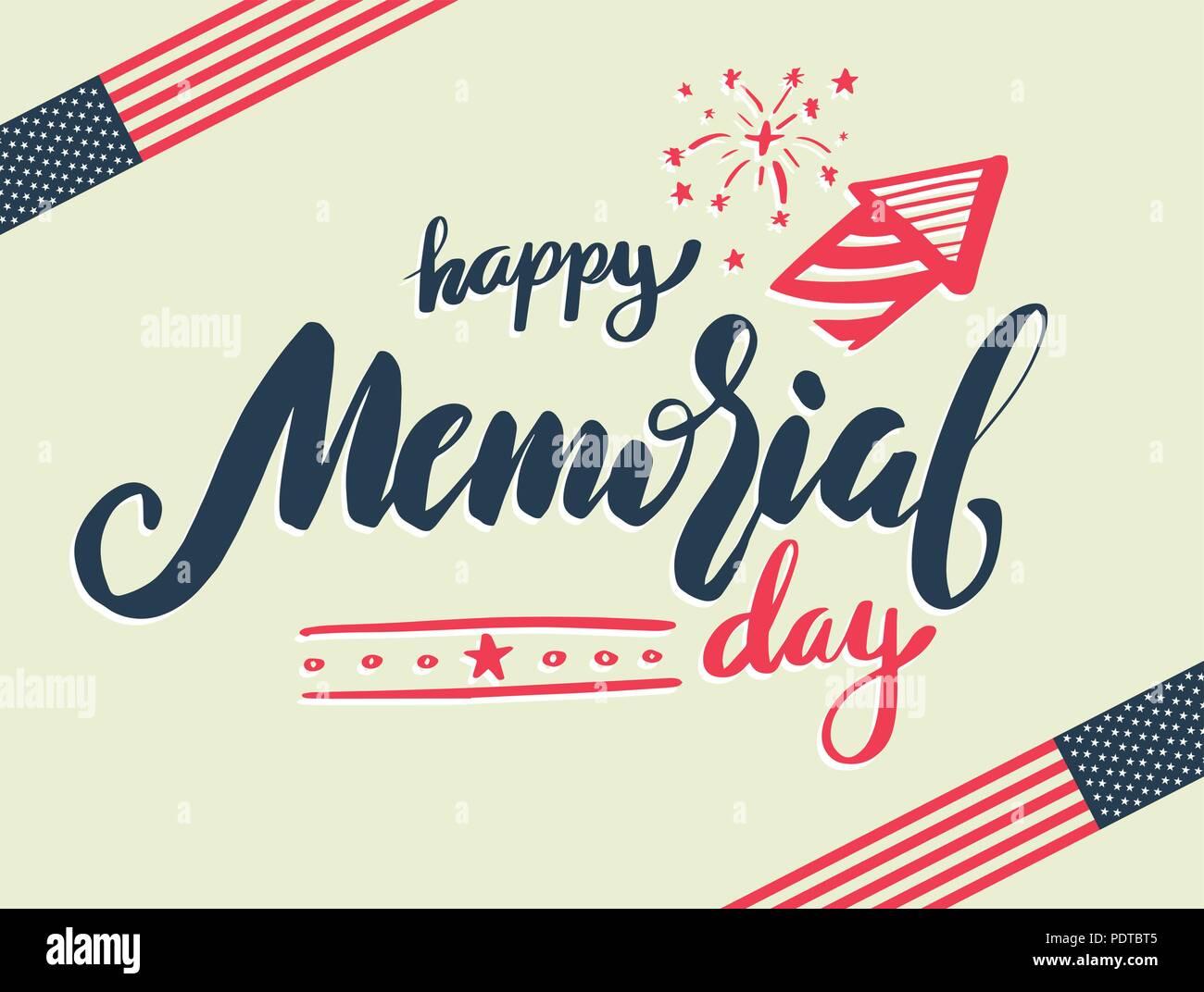 Happy Memorial Day lettering. Vector illustration Stock Vector Image ...