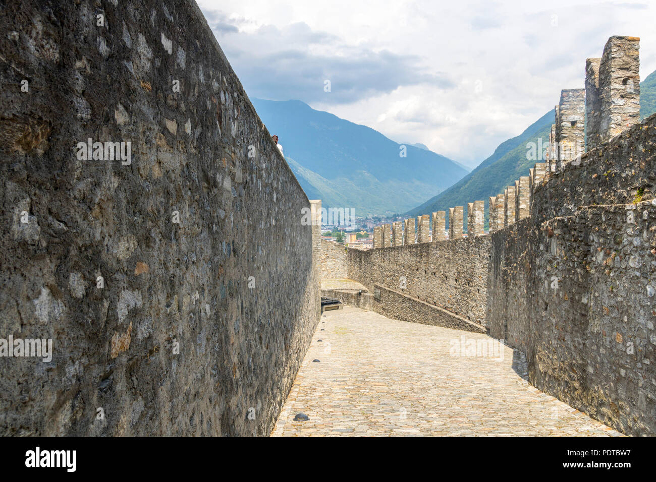Castelgrande Castle Walls, stone castle, Medieval Bellinzona, Ticino ...