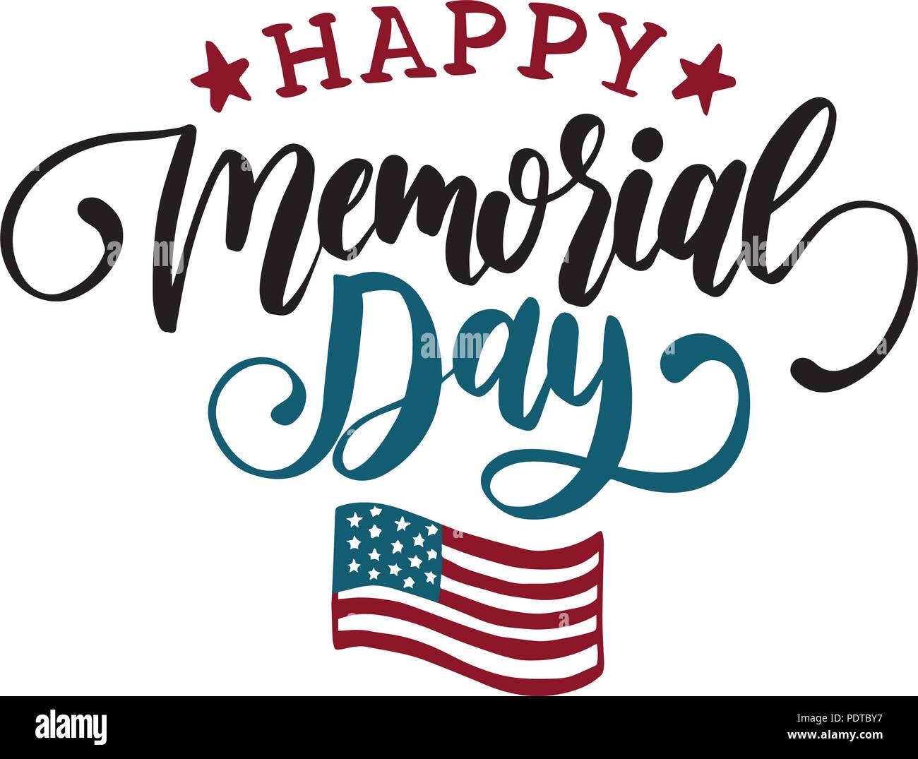Happy Memorial Day lettering. Vector illustration Stock Vector Image ...