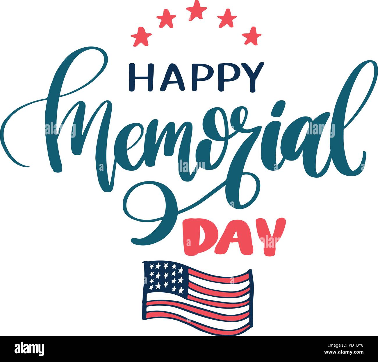 Happy Memorial Day lettering. Vector illustration Stock Vector Image ...