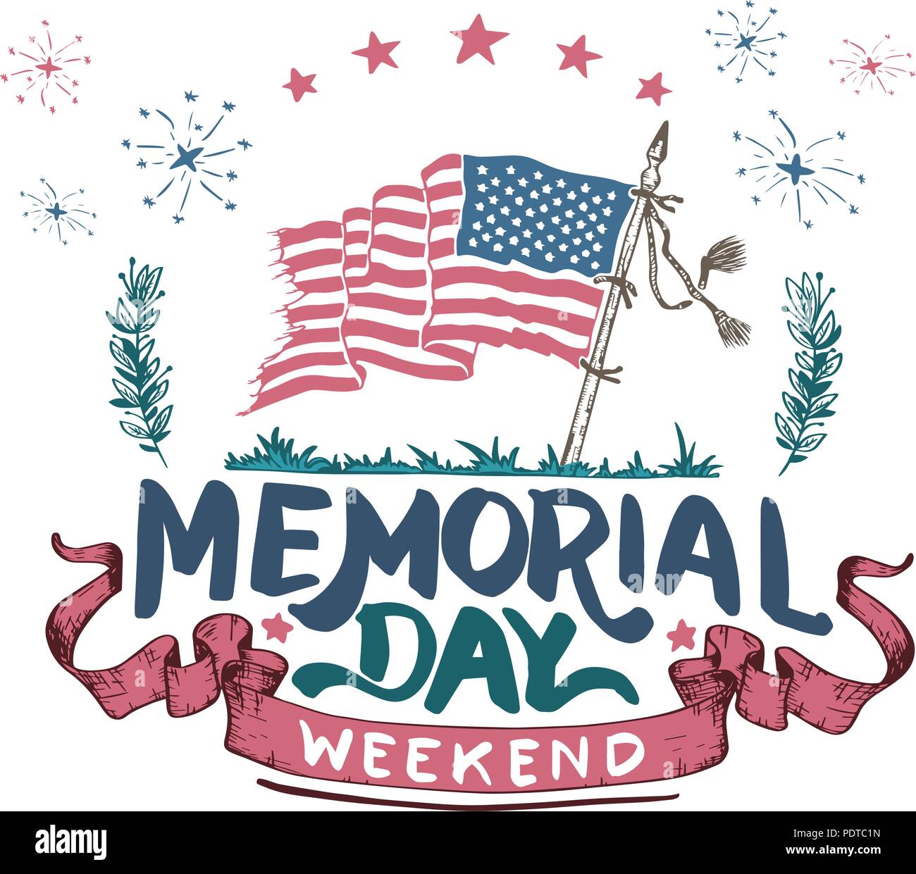 Happy Memorial Day lettering. Vector illustration Stock Vector Image ...