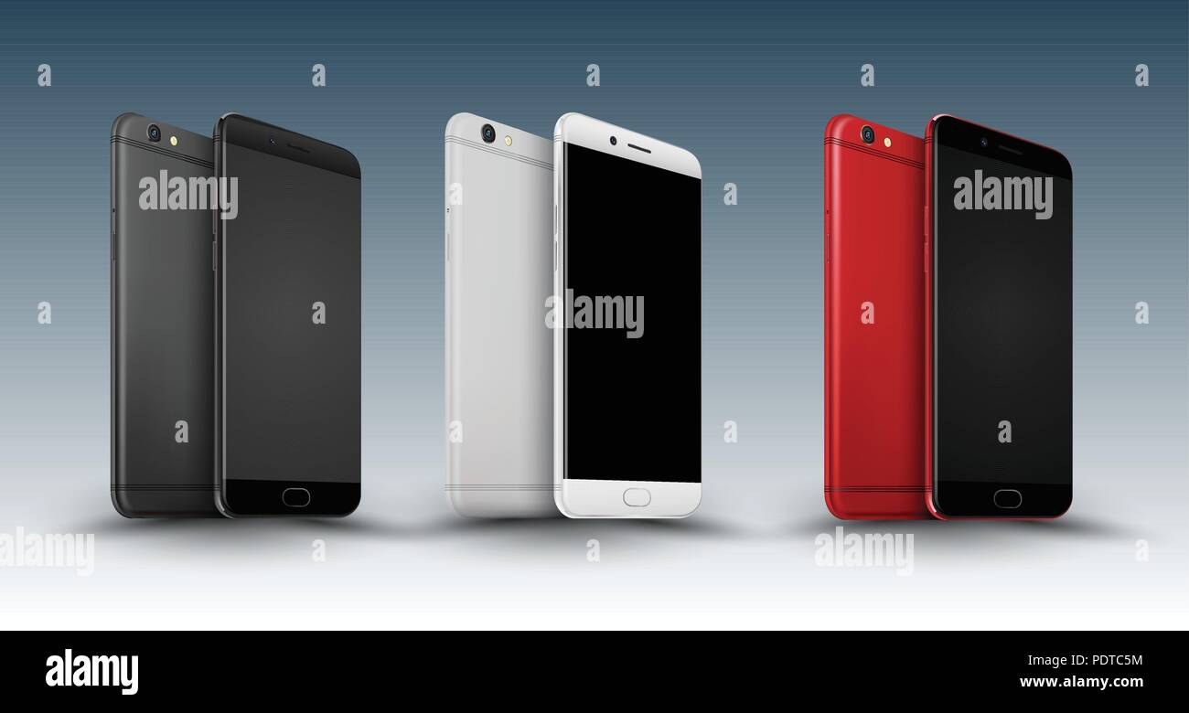 Smartphone mockup. Easy place image into screen smartphone with shiny ...