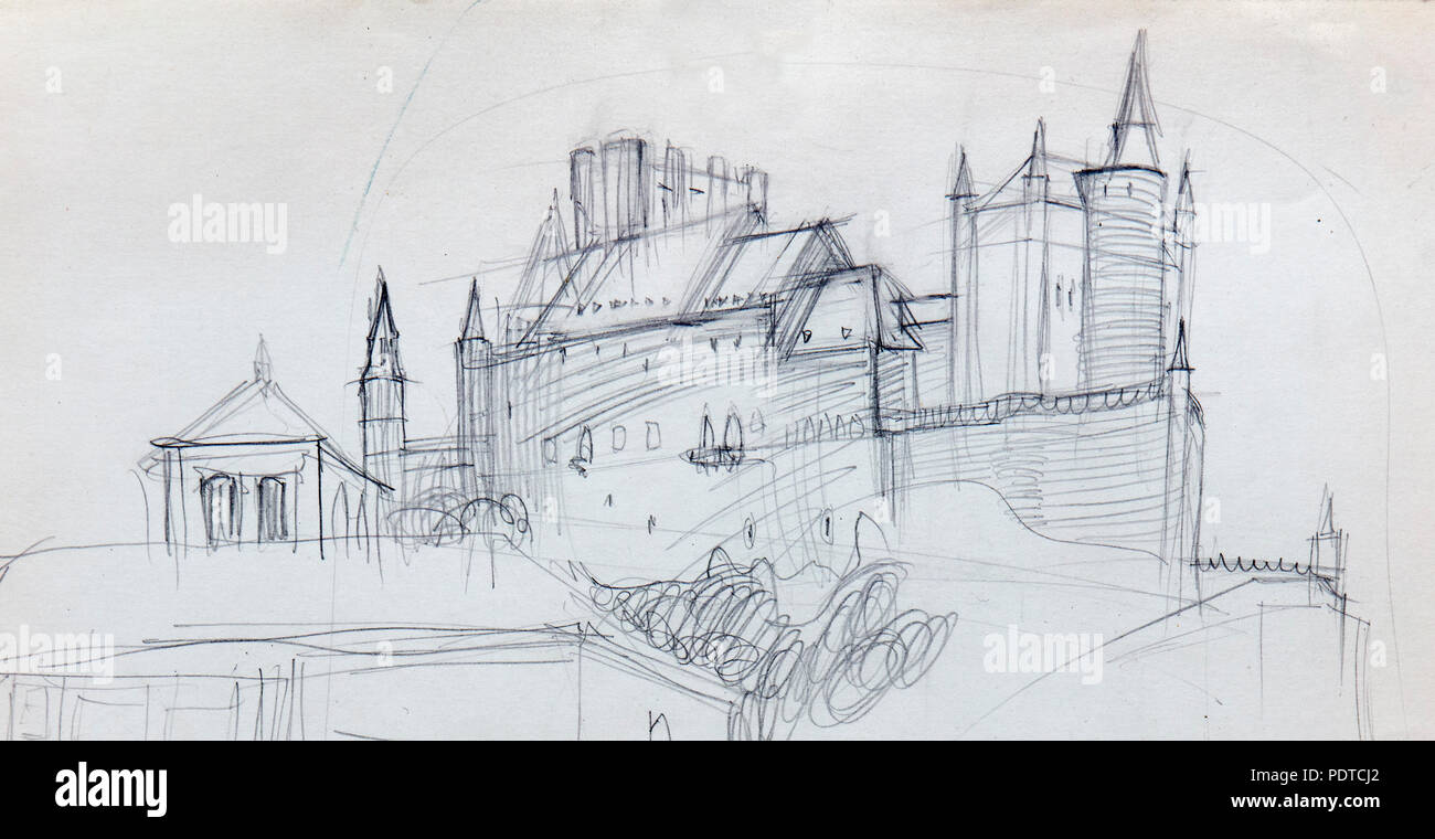 architecture, pencil drawing, sketch Stock Photo - Alamy