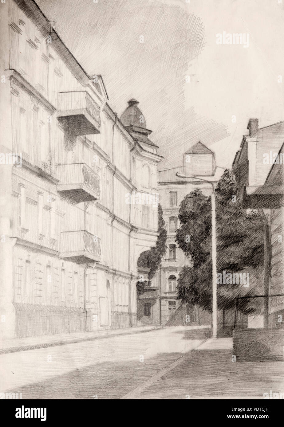 architecture, pencil drawing, sketch Stock Photo - Alamy