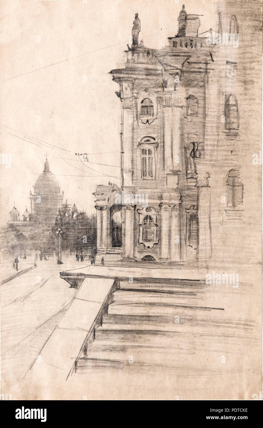 architecture, pencil drawing, sketch Stock Photo - Alamy