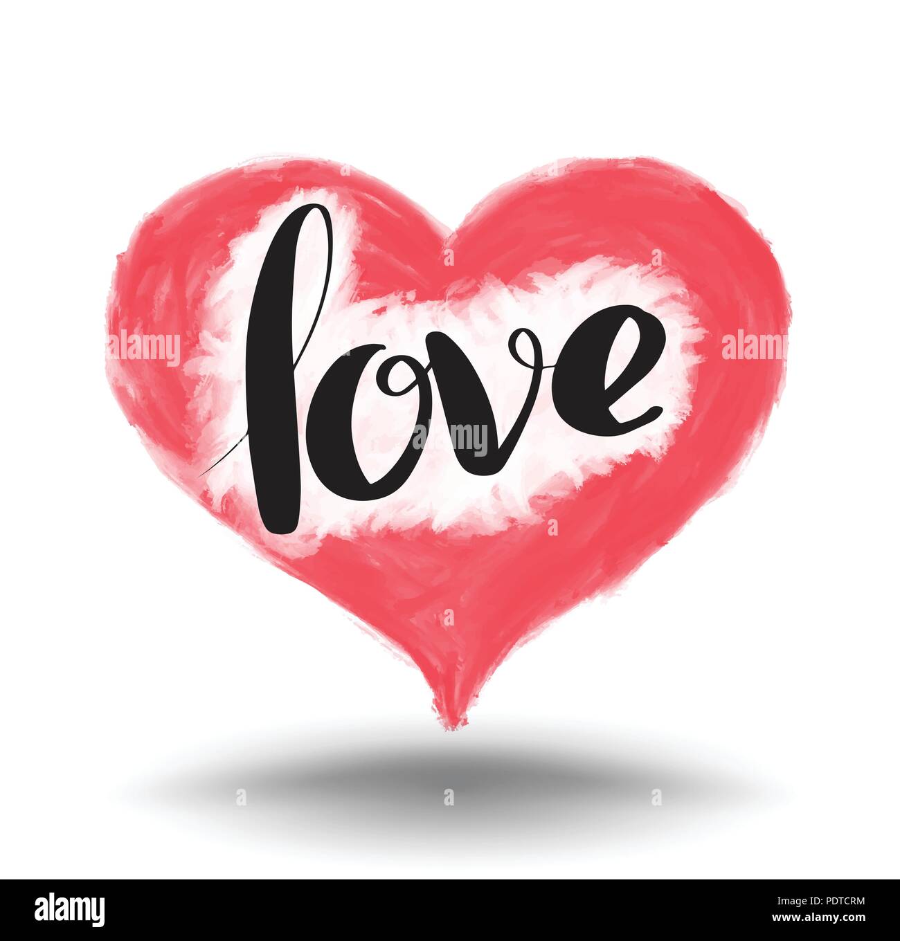 Love lettering on paint heart. Vector illustration for wedding and ...
