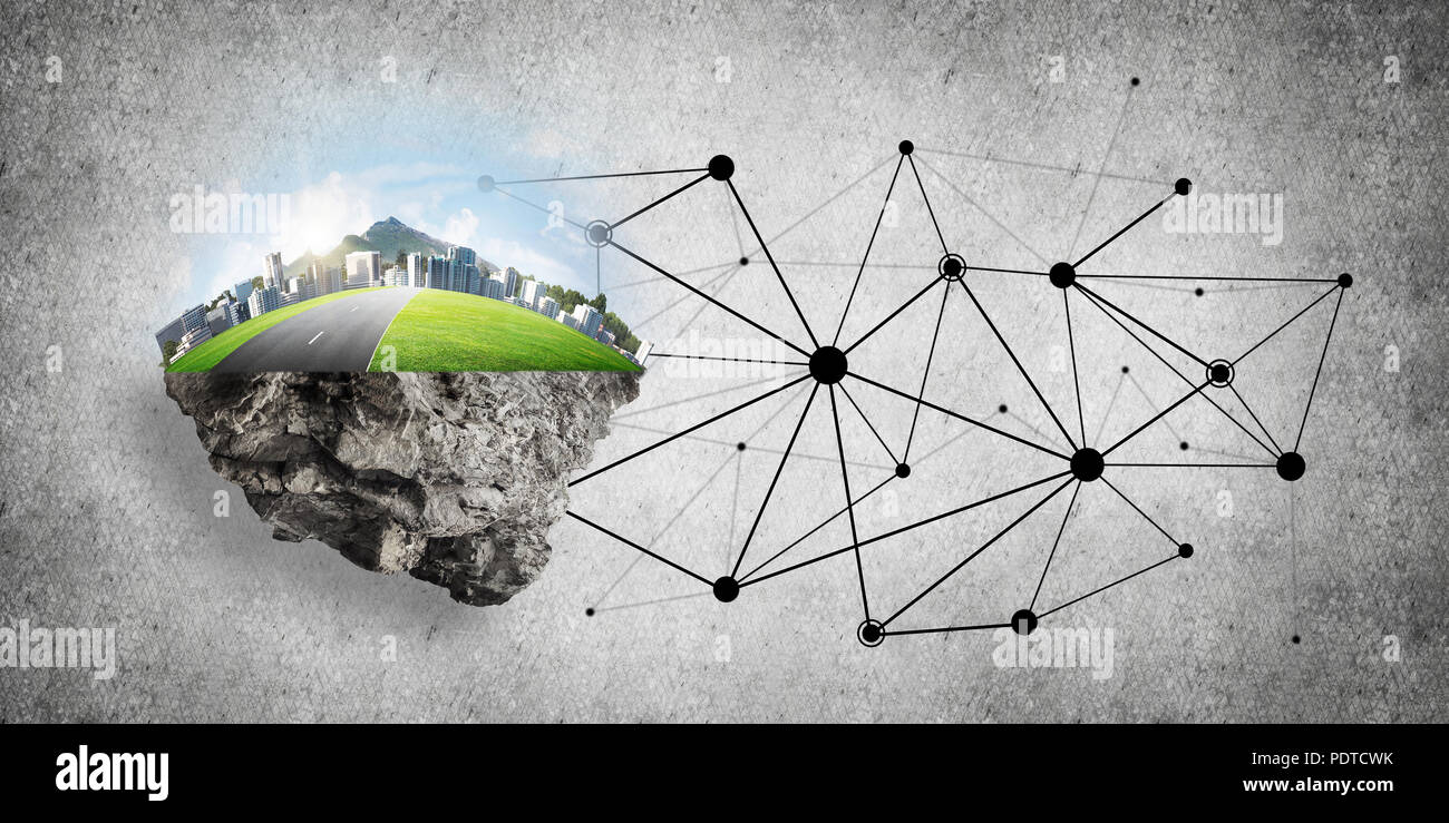 Concept of modern networking technologies and eco green construction ...